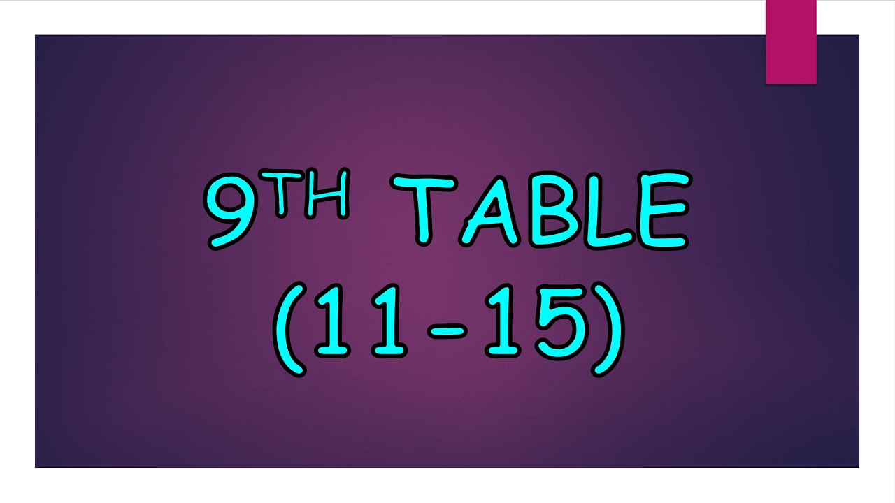 9TH Tables ( 11-15) #clacmaths #tables #mindcalculation - YouTube