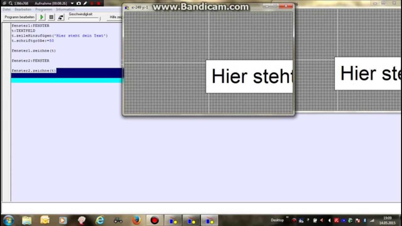 Video das zeigt wie man mehrere Fenster und ein Textfeld programmiren ...