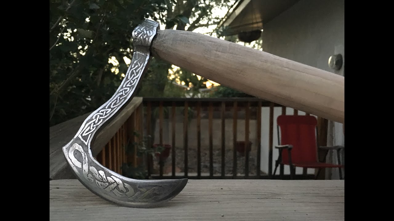 PART II: Marshall shows you how to make a viking axe: the etching - YouTube