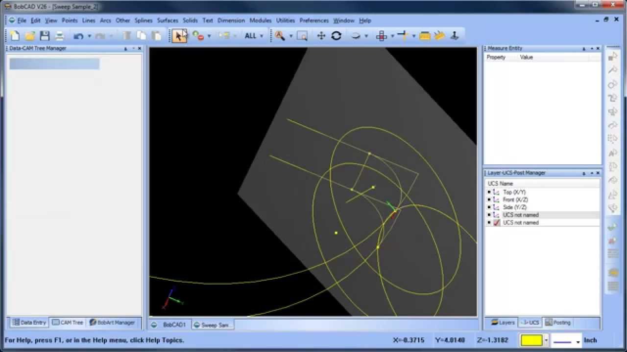 BobCAD CAM V26 CAD Sweep Surface 3 - YouTube