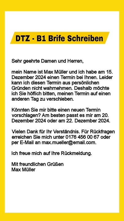 GAST DTZ B1, Briefe schreiben, Prüfung B1 Neu 2024 #brifeschreiben #dtz #lerngerman #b1 - YouTube