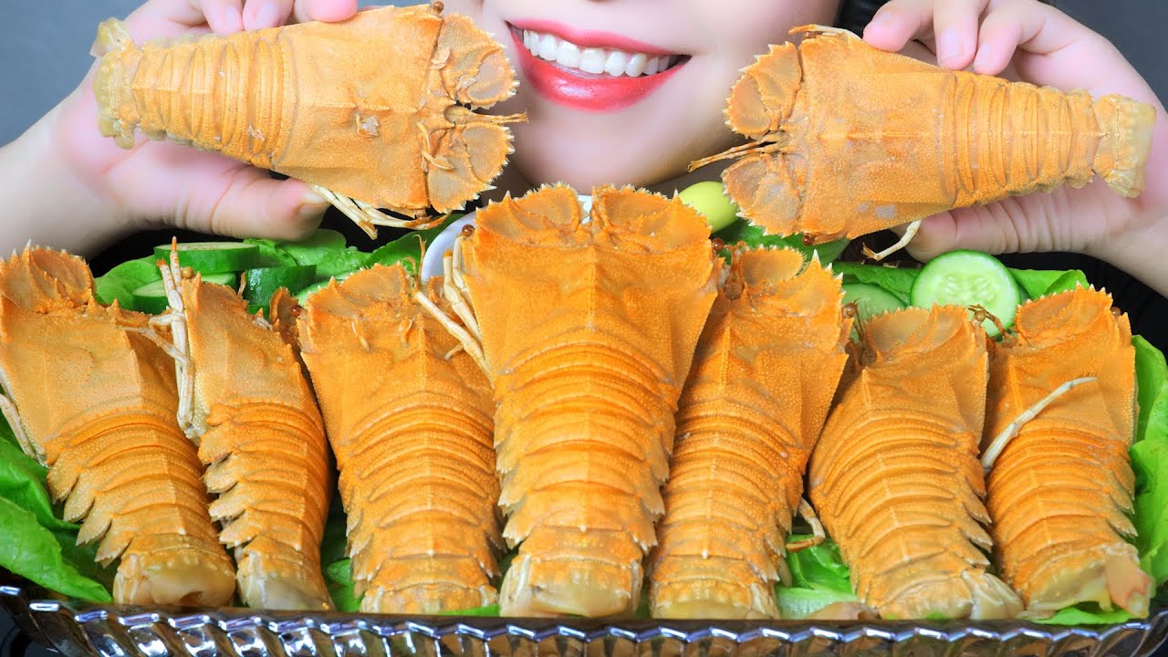 ASMR EATING SLIPPER LOBSTER , EATING SOUNDS | LINH-ASMR - YouTube