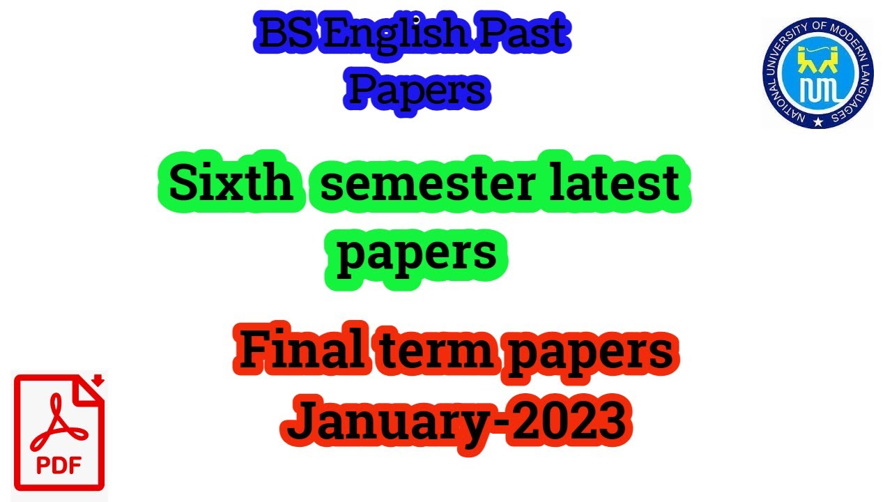 BS English Past Papers | BS English sixth semester final term papers ...