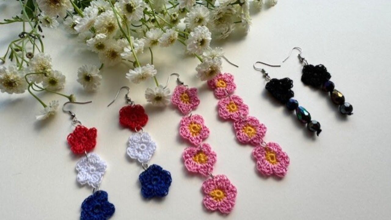 Easy Crochet Flower Earrings - YouTube