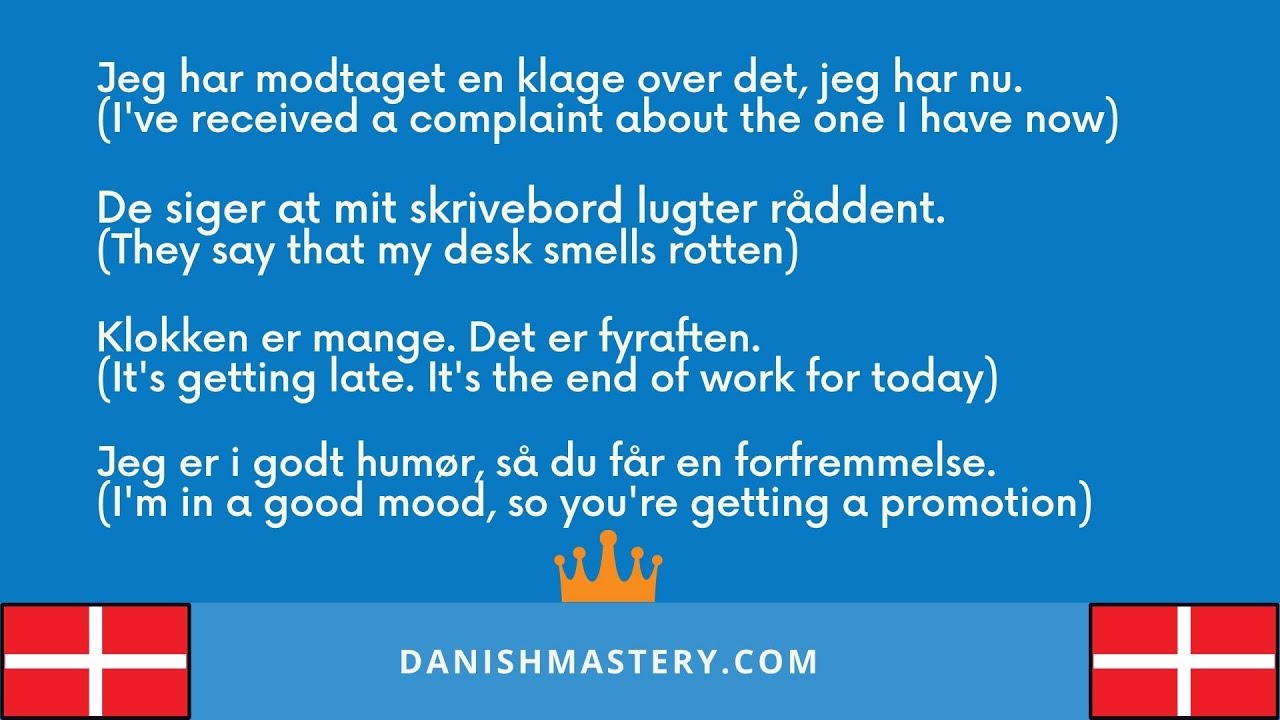 Learn Basic Danish Vocabulary with Examples! #1 (Part 2 of 2, improved ...
