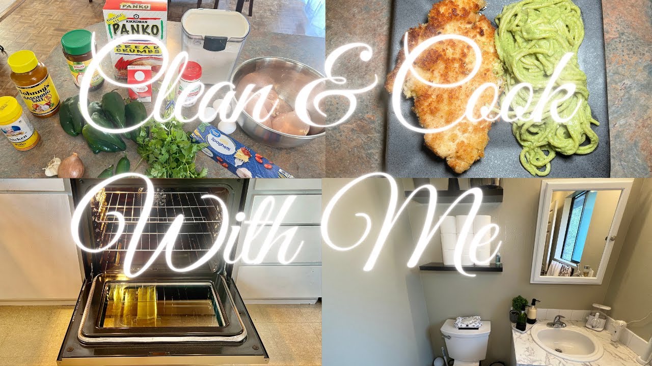 CLEAN & COOK WITH ME (MEXICAN GREEN SPAGHETTI WITH BREADED CHICKEN ...