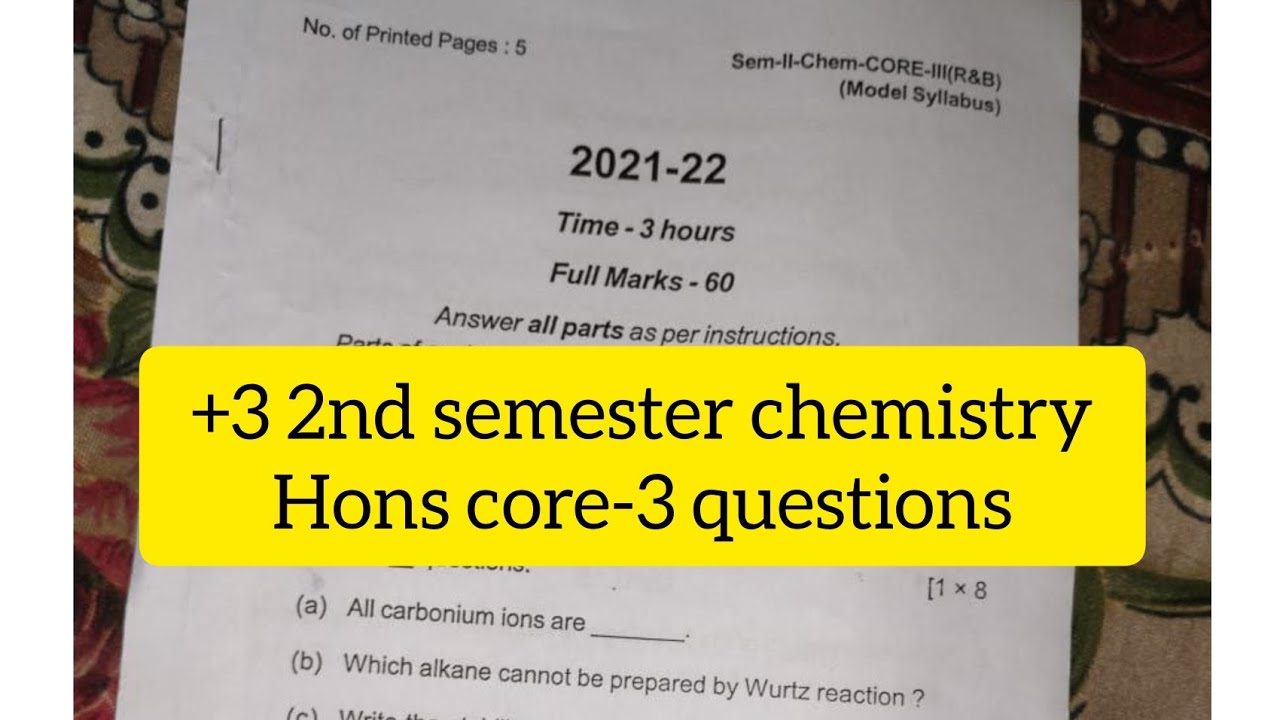 +3 2nd semester chemistry honours core-3 questions/core-3 / 2nd ...