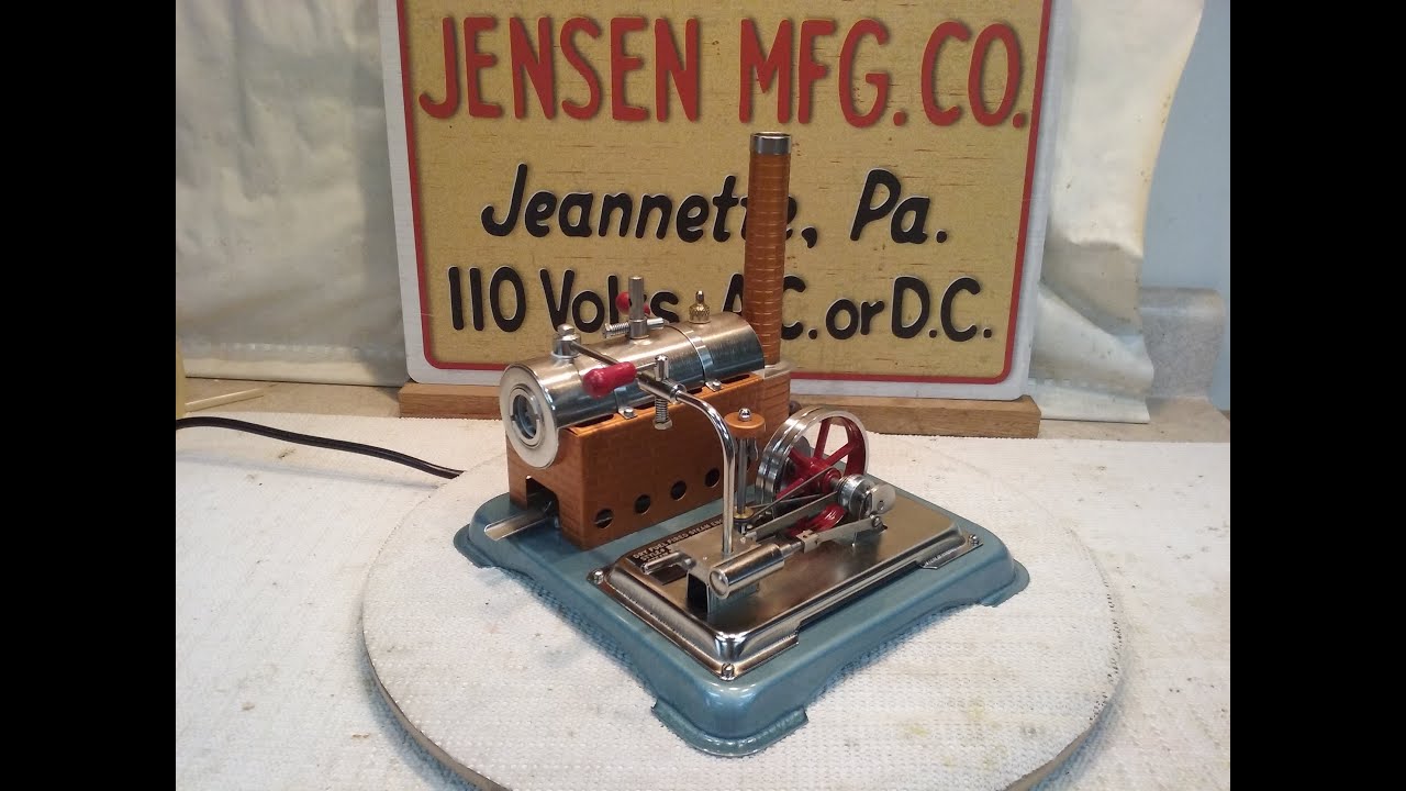 Jensen #65 el "dual fuel" live steam engine (110V electric) - YouTube