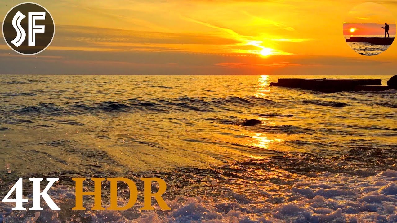 Golden Hour of Sea ~ Magical Sunset ~ Rich & Relaxing Sound of Waves ...