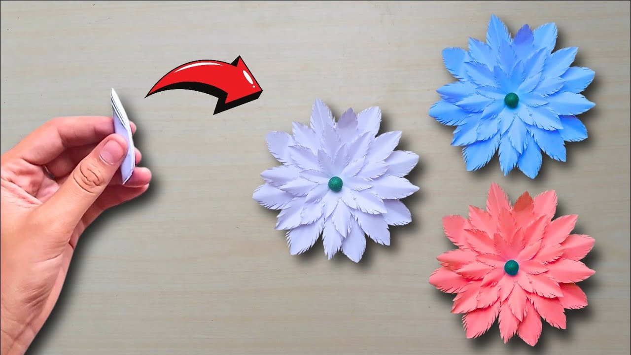 Very Easy Paper Flower Craft | Paper Flower Making Step by Step | DIY ...