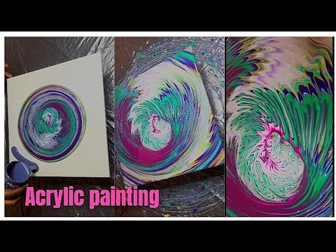 Acrylic pour painting, STRAIGHT POUR,Visual arts, Satisfying art. - YouTube