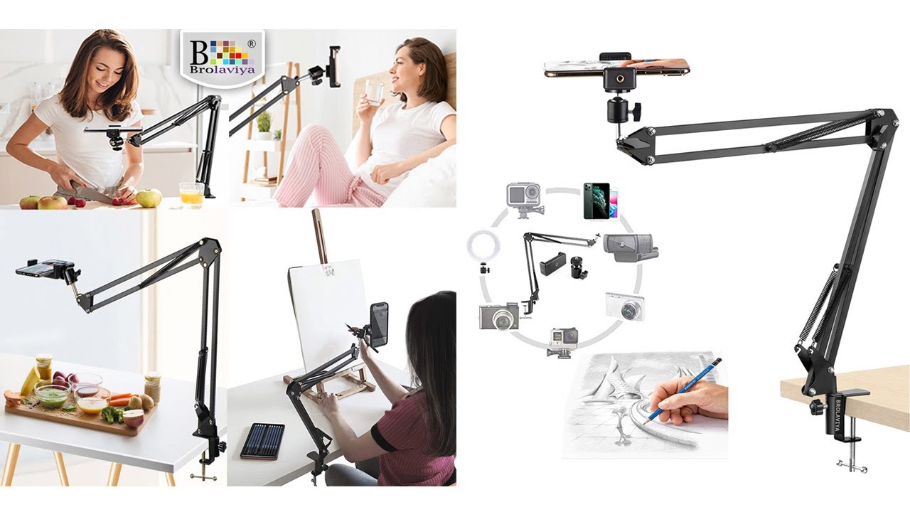 BROLAVIYA Overhead Video Mobile Stand, 1/4" Ball Head Male for Camera ...