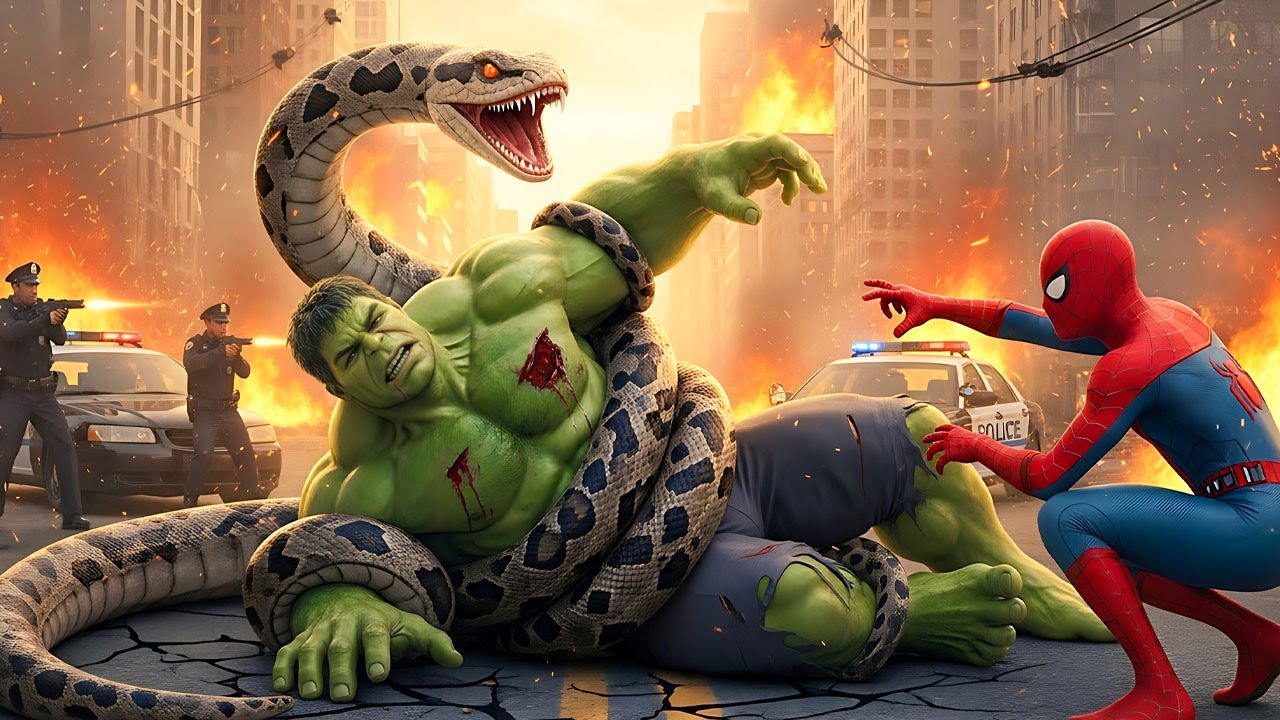 SPIDER-MAN RIP? 😱 HULK Battles Giant Snake Created by JOKER & HARLEY ...