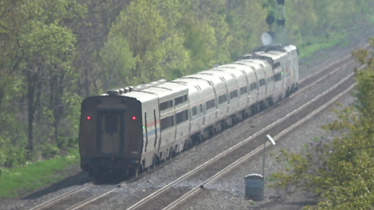 Amtrak Passes CSX Train Overhead View 4K UHD - YouTube