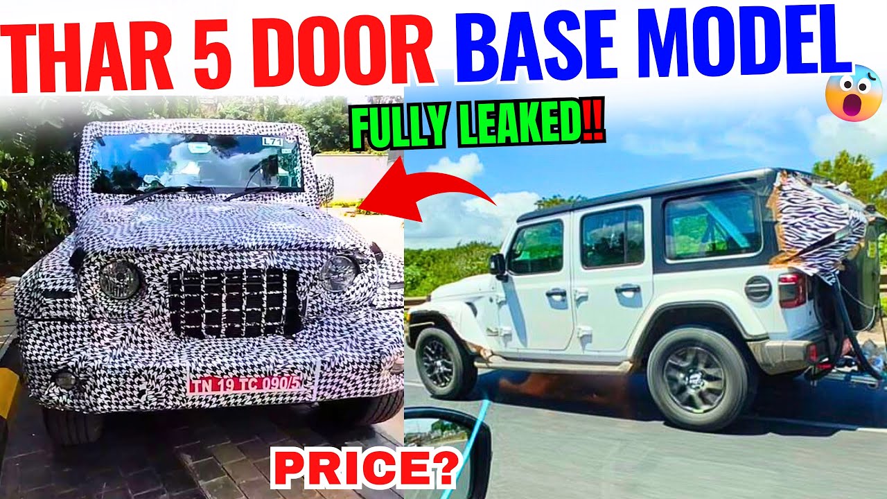Mahindra 5 door thar Base Model Fully Leaked😱 thar 5 door, interior ...