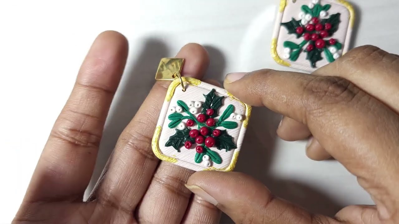 Crafting Christmas Magic: Polymer Clay Holly & Mistletoe Earrings - YouTube