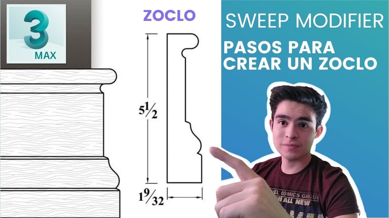 3ds Max SWEEP Modifier | Cómo modelar un ZOCLO para interiores 🛋️ - YouTube