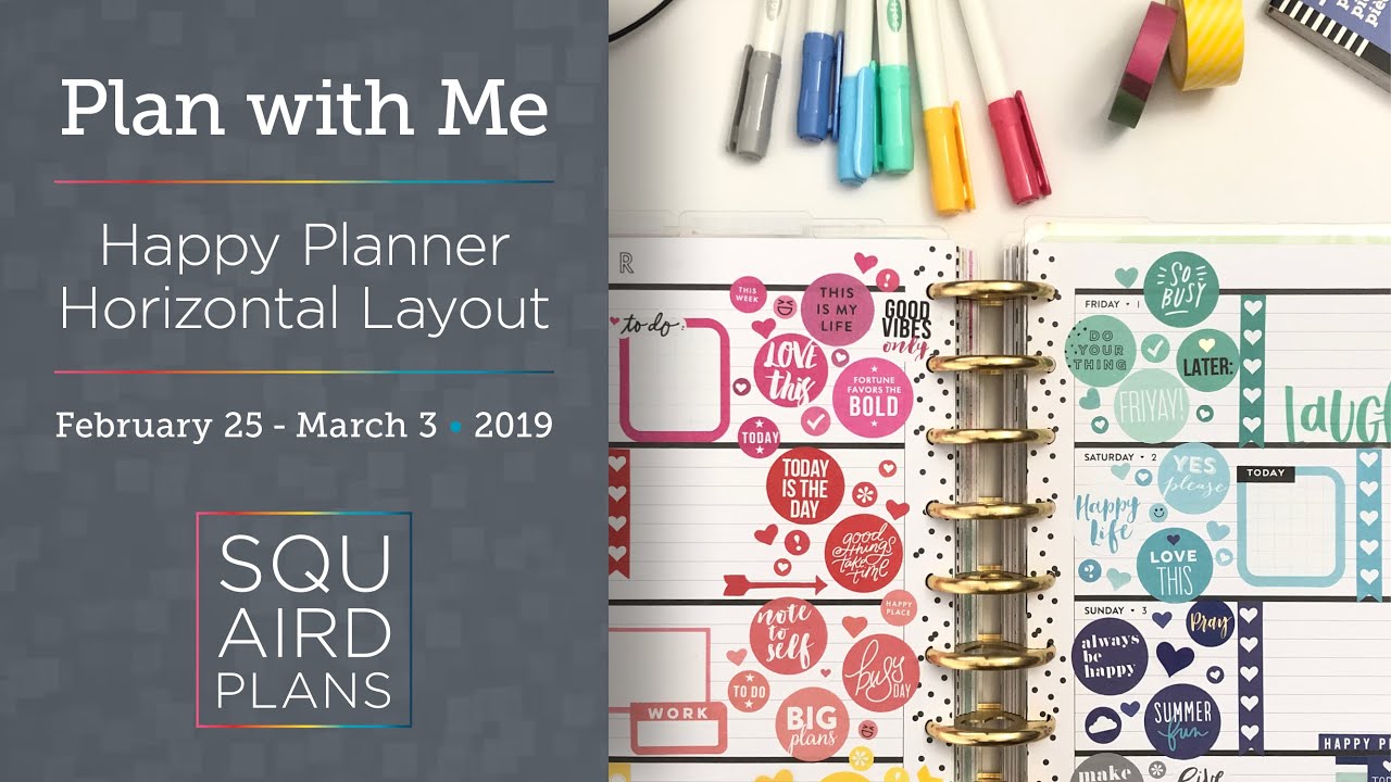 Rainbow Spread :: Plan with Me :: Happy Planner Horizontal Layout - YouTube