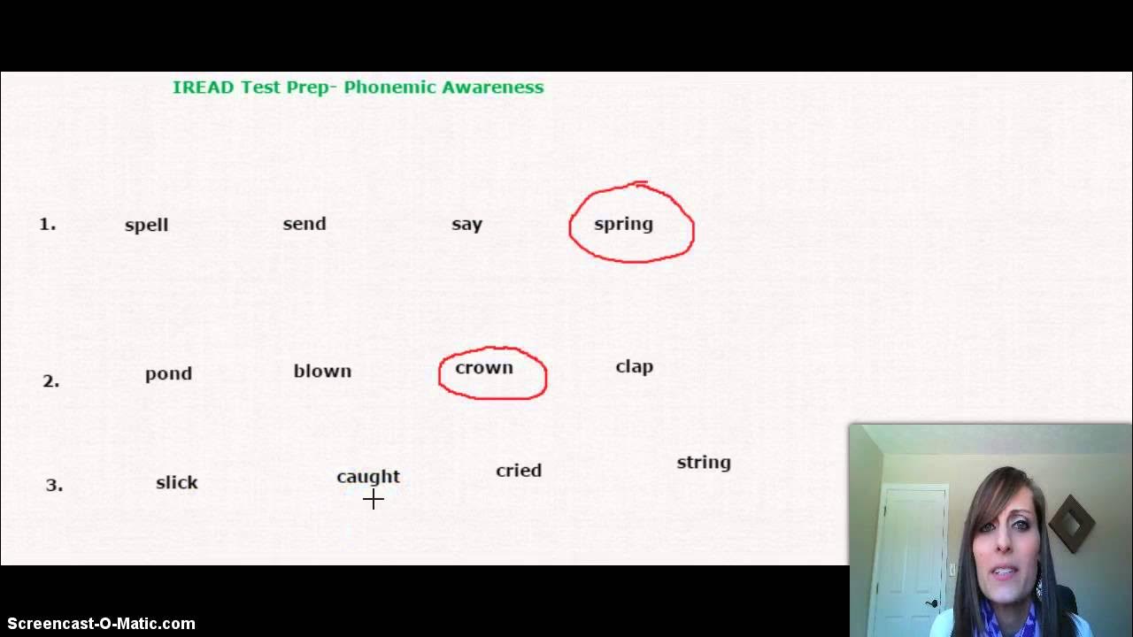 IREAD Test Prep- Phonemic Awareness - YouTube