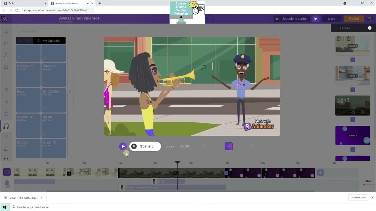 Curso tutorial "Aprende a hacer vídeos animados con Animaker 2.0" en su plan gratuito. Lección ...