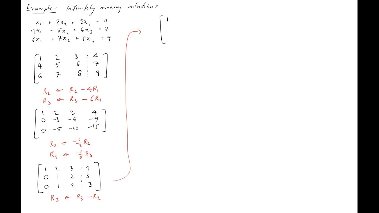 Solving a linear system: infinite solutions case - YouTube