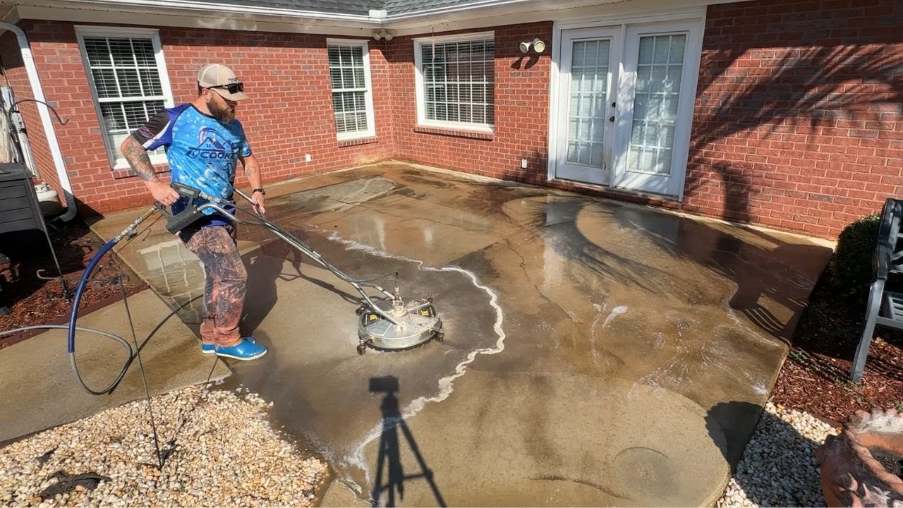 Concrete Patio Pressure Washing - YouTube