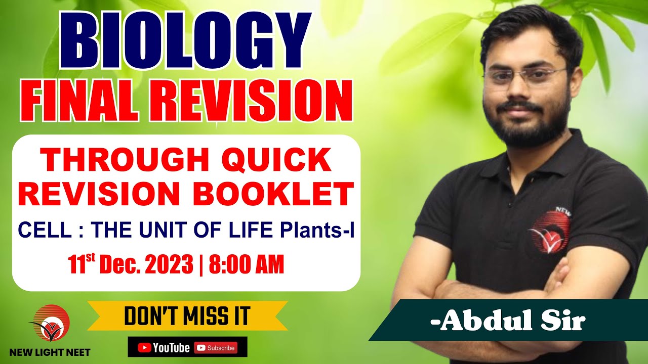 LIVE NEET 2024 | BIOLOGY FINAL REVISION | UNIT-III | CELL THE UNIT OF ...