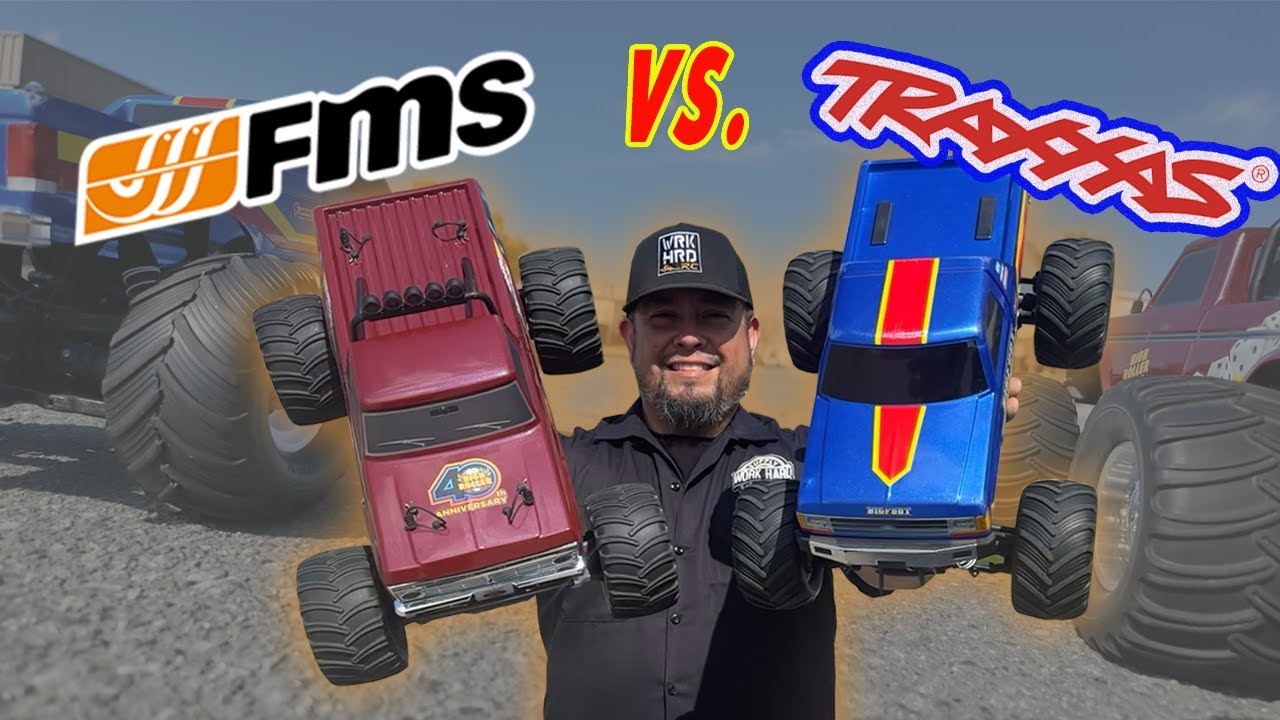 Traxxas Bigfoot Vs. FMS F100 - Monster Truck Race Day - YouTube
