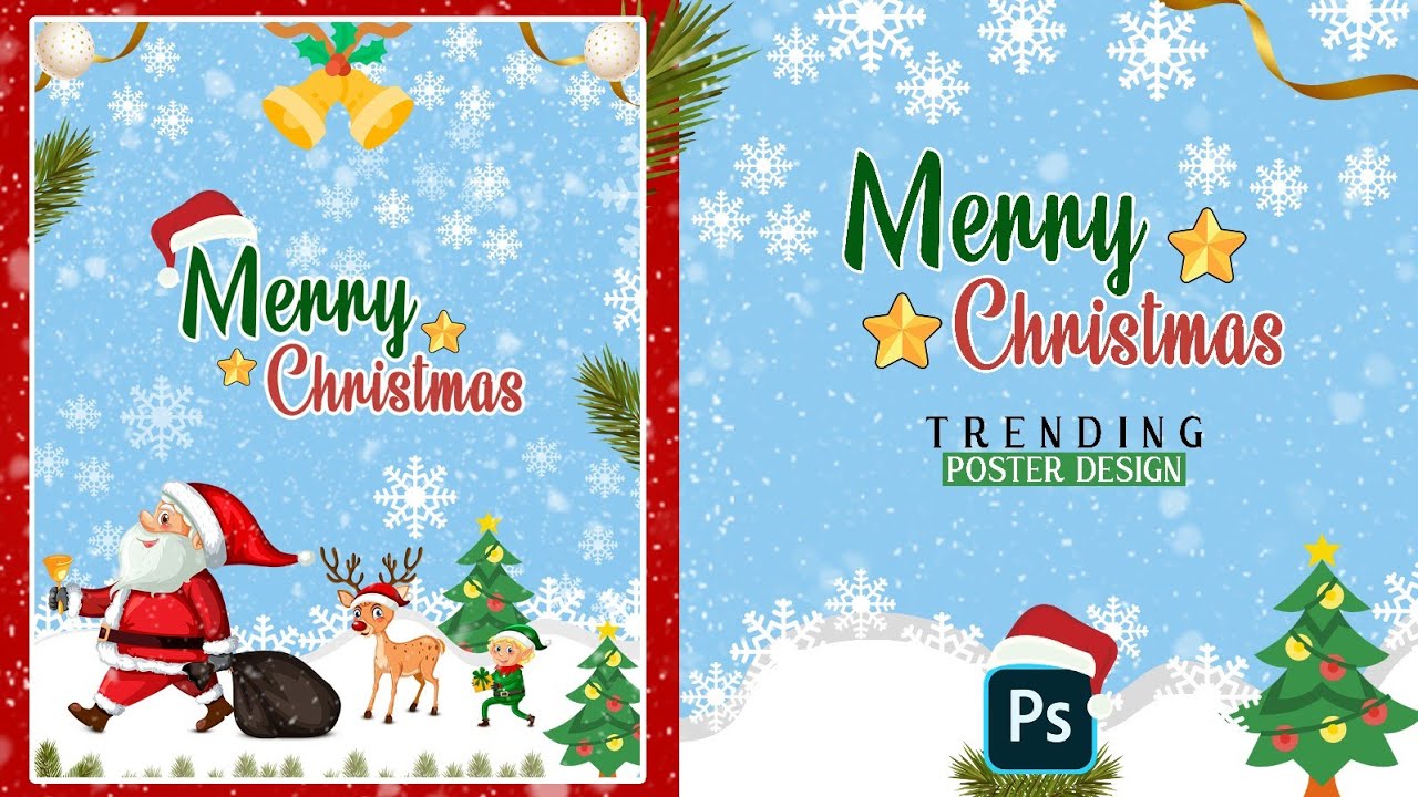Merry Christmas Poster Design in Photoshop ||Merry Christmas Poster ...