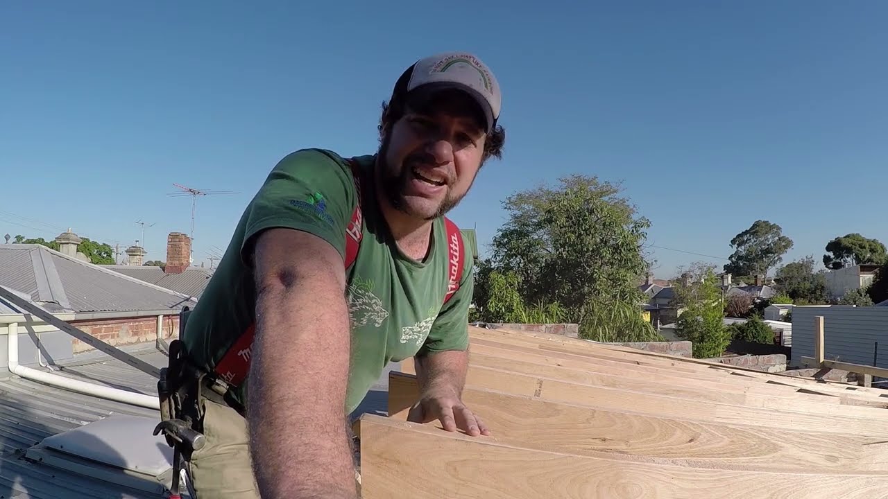 How to cut a pattern rafter for a flat roof that ties in at both ends ...