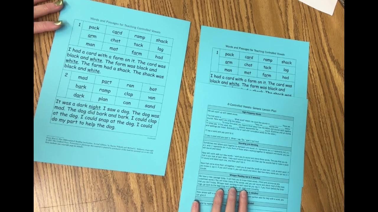 Walpole & McKenna protocol: R Controlled Vowels - YouTube