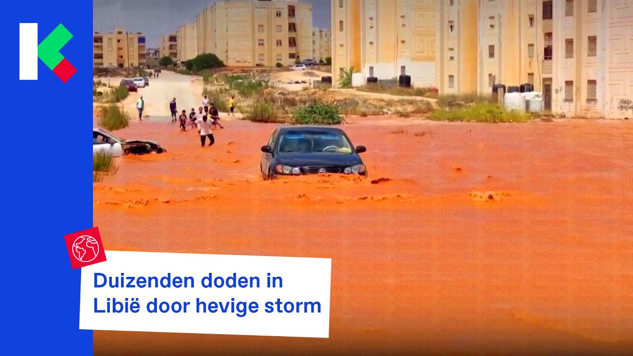 Zware overstromingen na hevige storm in Libië - YouTube