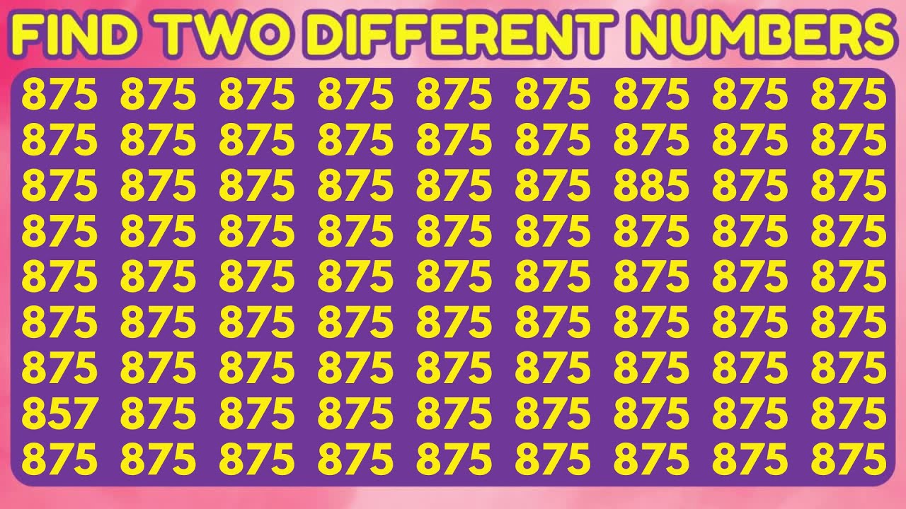 Find Two Different Numbers | 875 🔢 Can You Spot Them? | Fun Brain Teaser! - YouTube