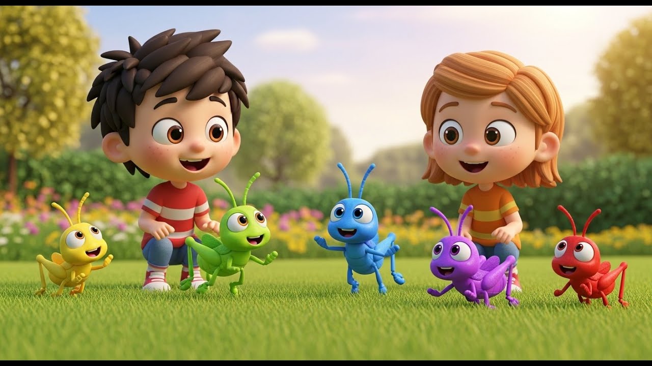 Five Little Grasshoppers Hop Hop Hop | Active Jumping Song & Counting ...