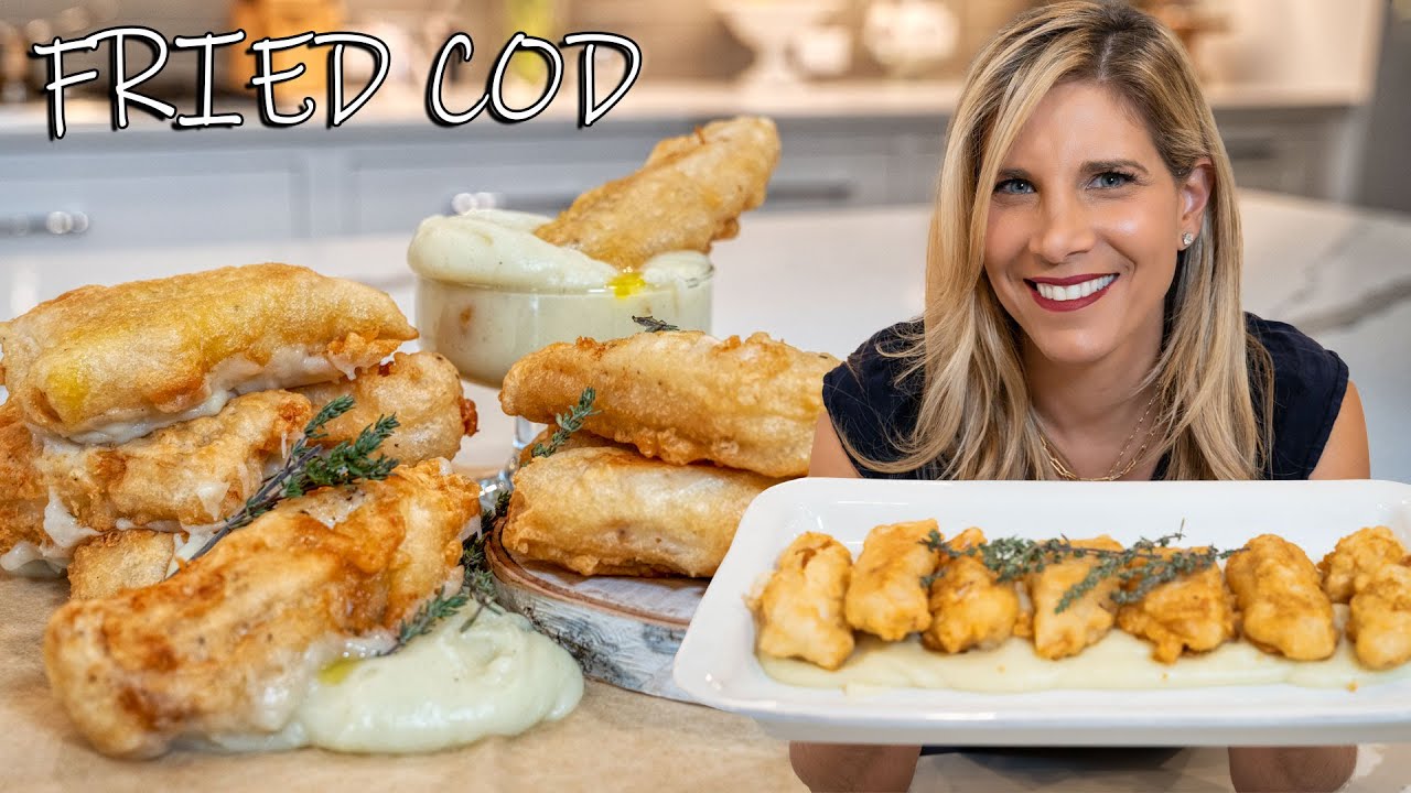 Delicious Fried Cod With Mashed Potato Garlic Dip - YouTube