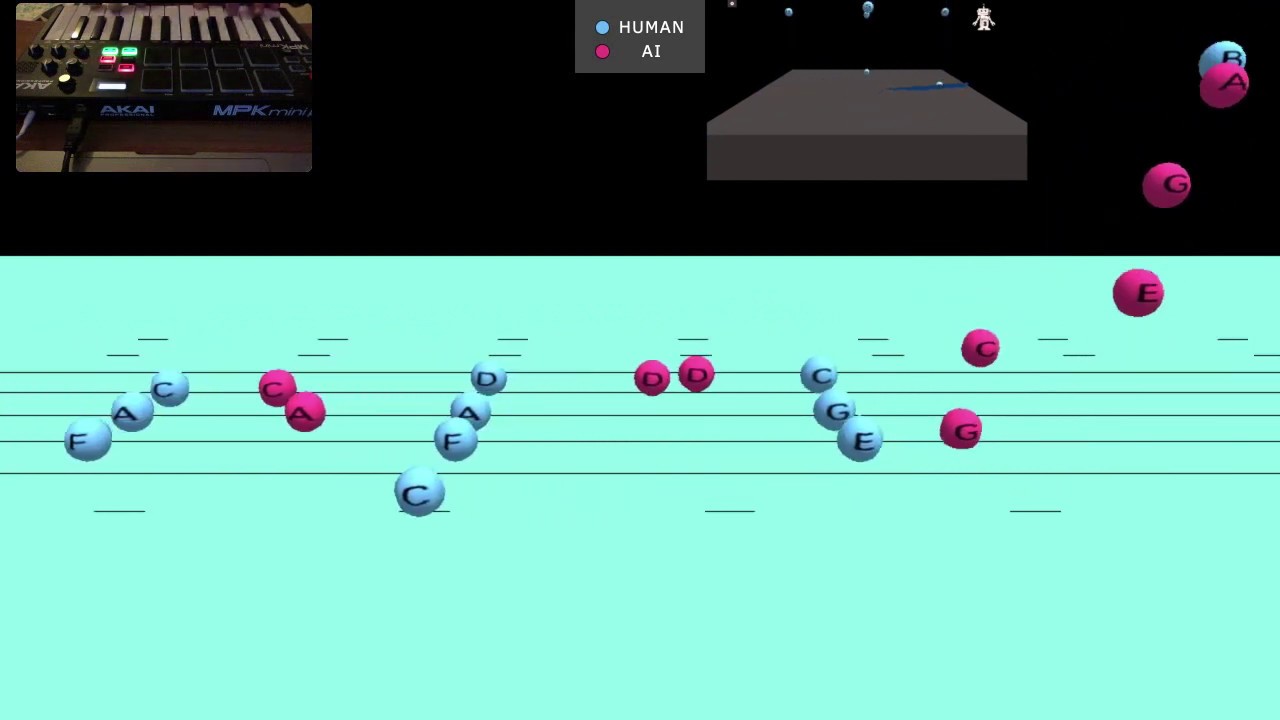 AI Duet 3D - Tensorflow.js | Drum machine spinner + sheet music learning animation (release 0.3 ...