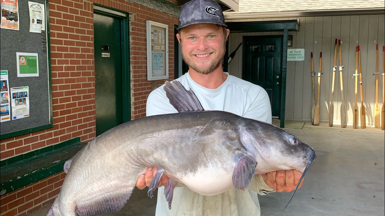 MONSTER Channel Catfish at Lake Higgins - YouTube