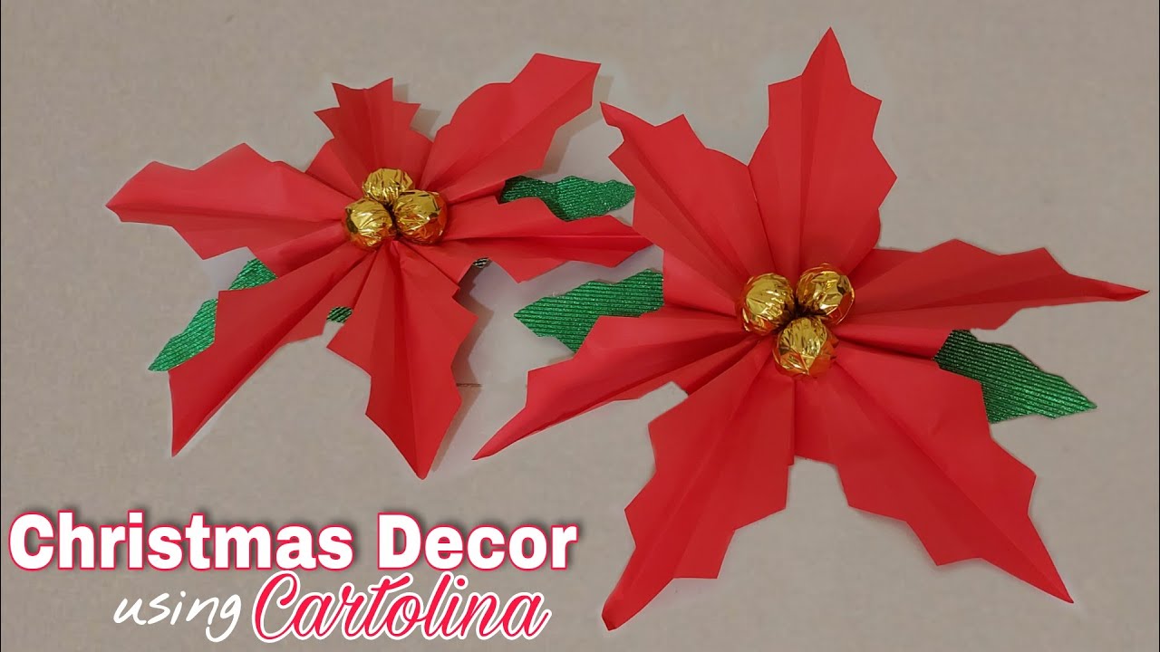 Poinsettia | CHRISTMAS DECOR USING CARTOLINA | DIY | Inday bangs - YouTube