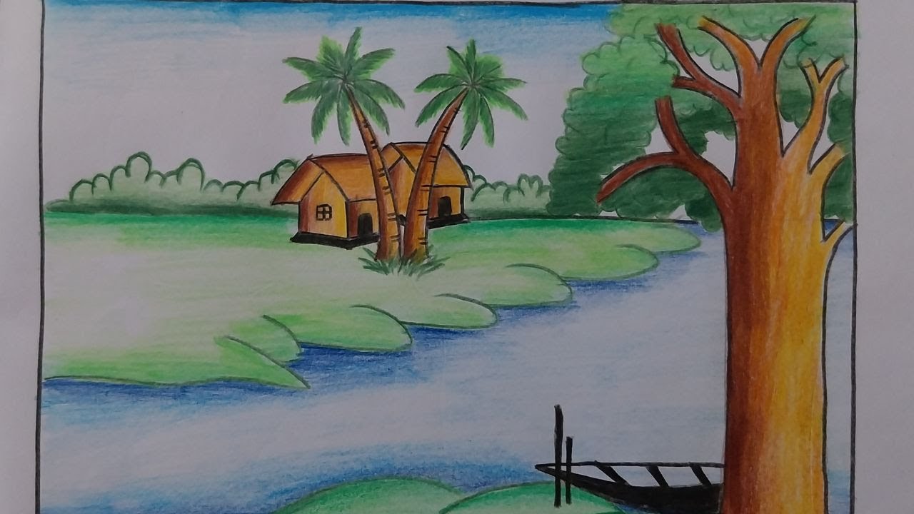 How to draw a scenery of beautyfull nature| Art video - YouTube