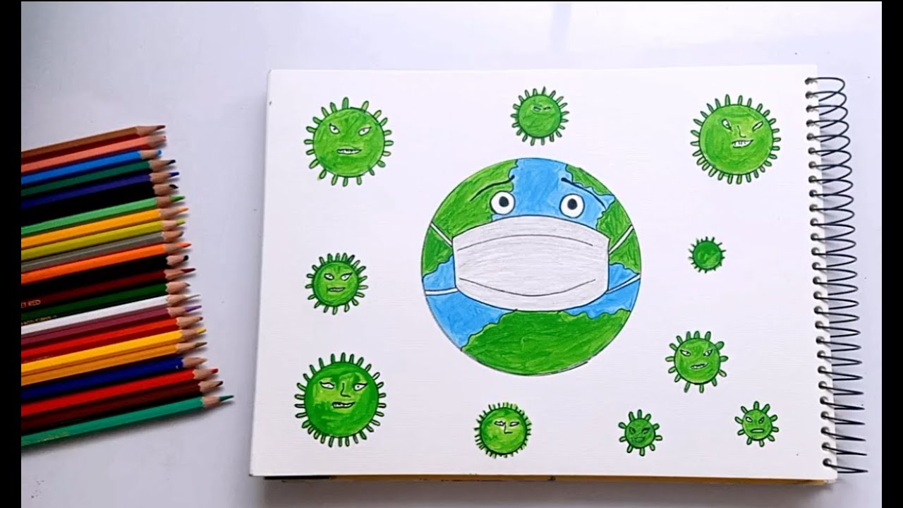 How to Draw the Earth wearing a Mask | Stop Corona Virus|Corona ...
