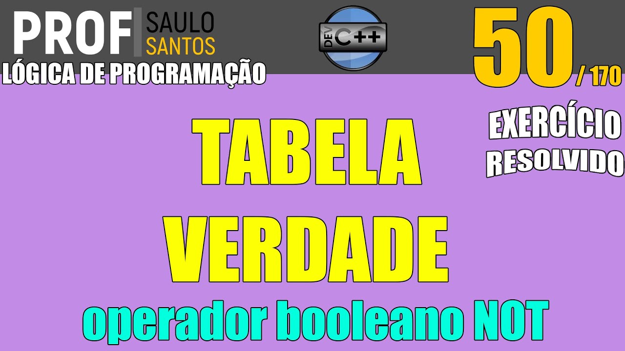 Tabela Verdade, Linguagem C, Operador Booleano NOT, Resolvendo problemas com tabela verdade, #50 ...