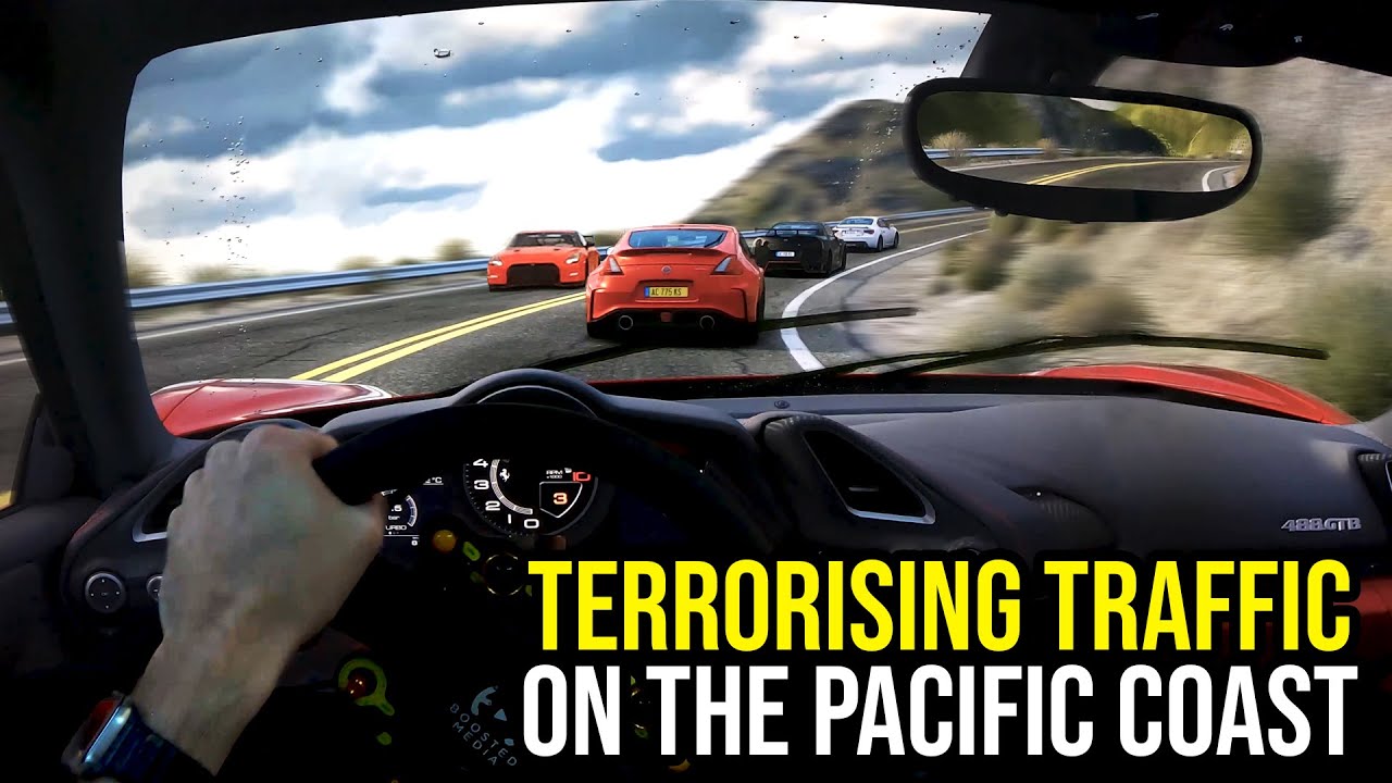 FERRARI TERRORISING TRAFFIC - Speeding Through Pacific Coast! - YouTube