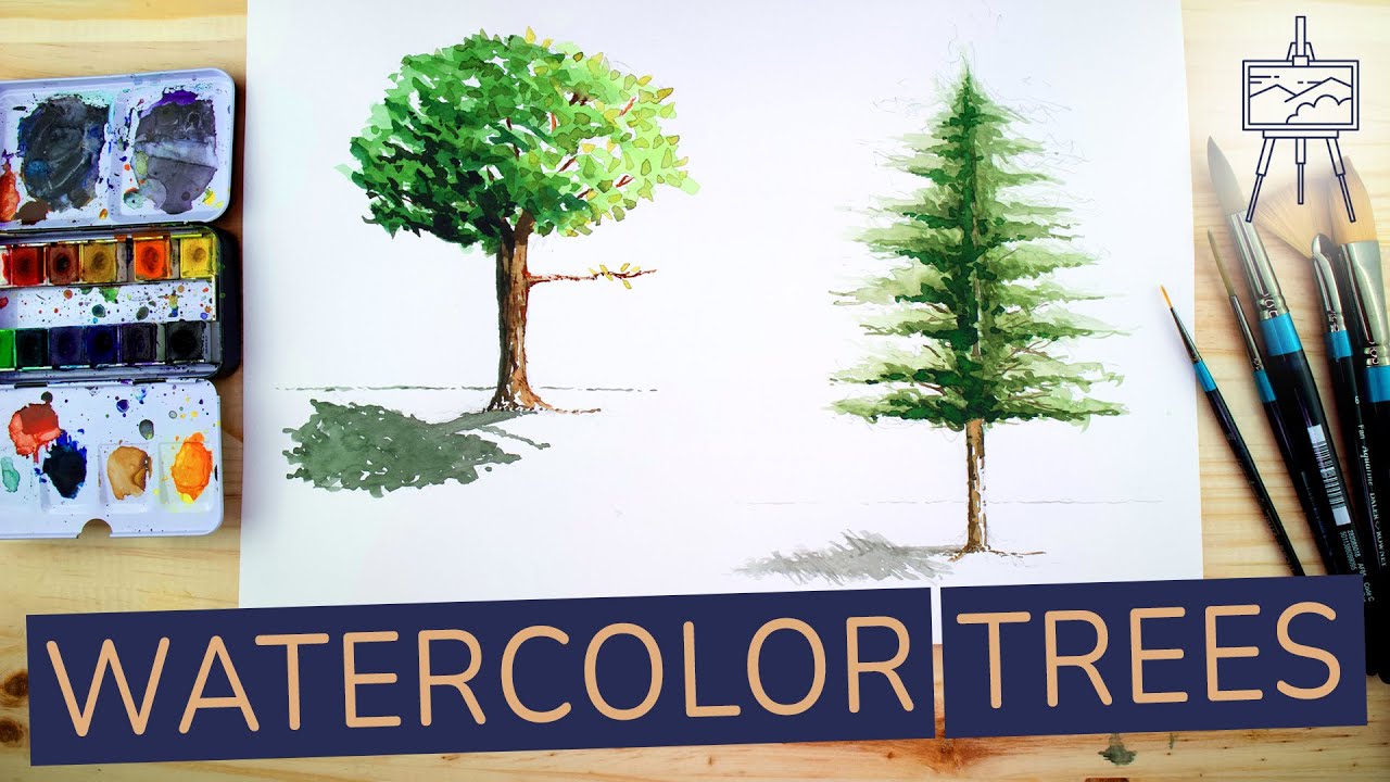 How to Paint Watercolor Trees Step by Step #watercolortutorial - YouTube