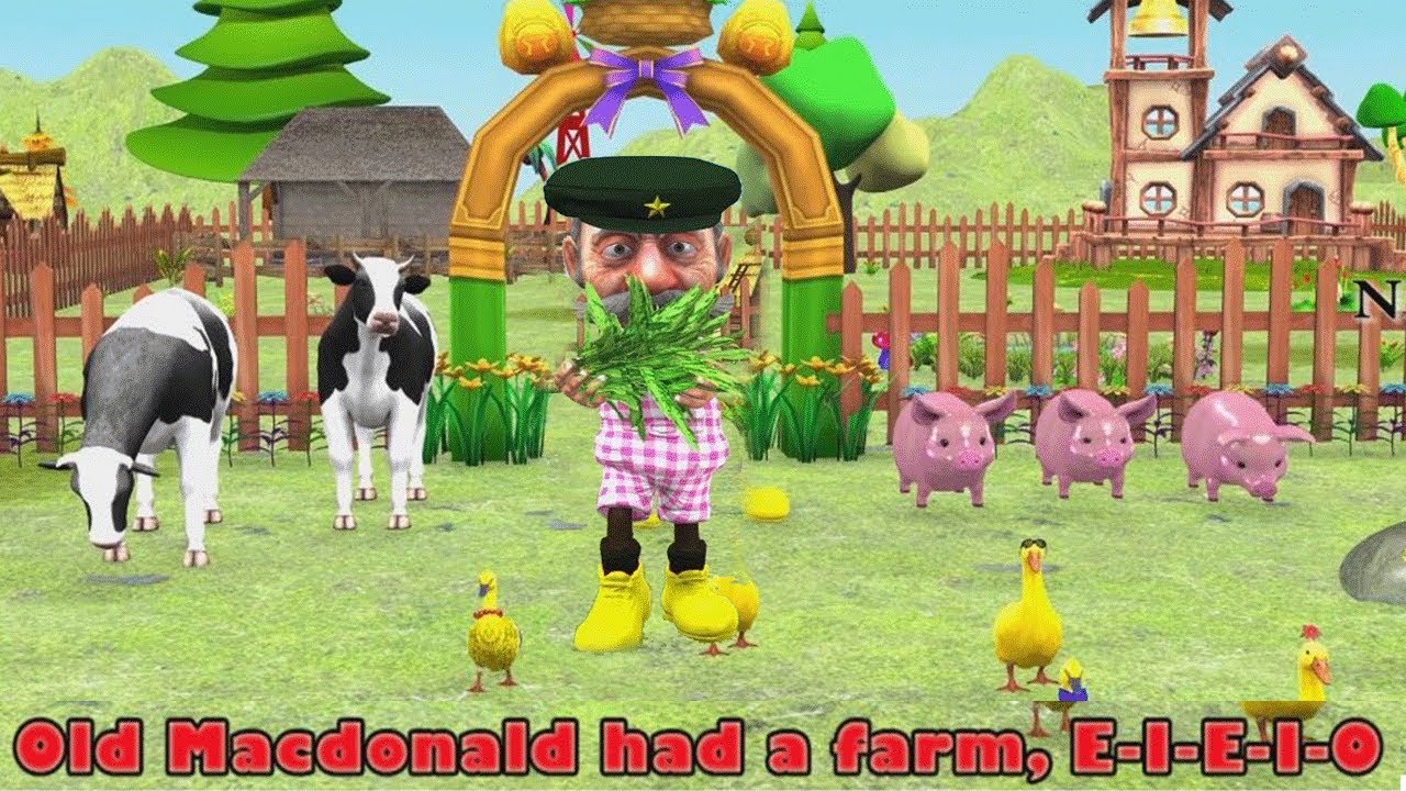 Old MacDonald Had A Farm - 3D Cow Pig Animation Nursery Rhymes & Songs ...