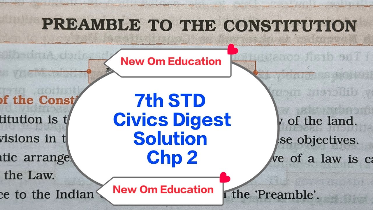 7th STD Civics Digest Solution Chp 2 Preamble To The Constitution ...