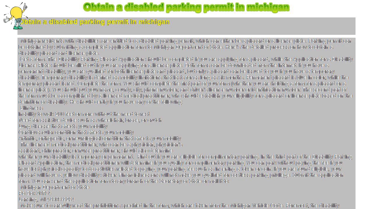 How to : Obtain a disabled parking permit in michigan - YouTube