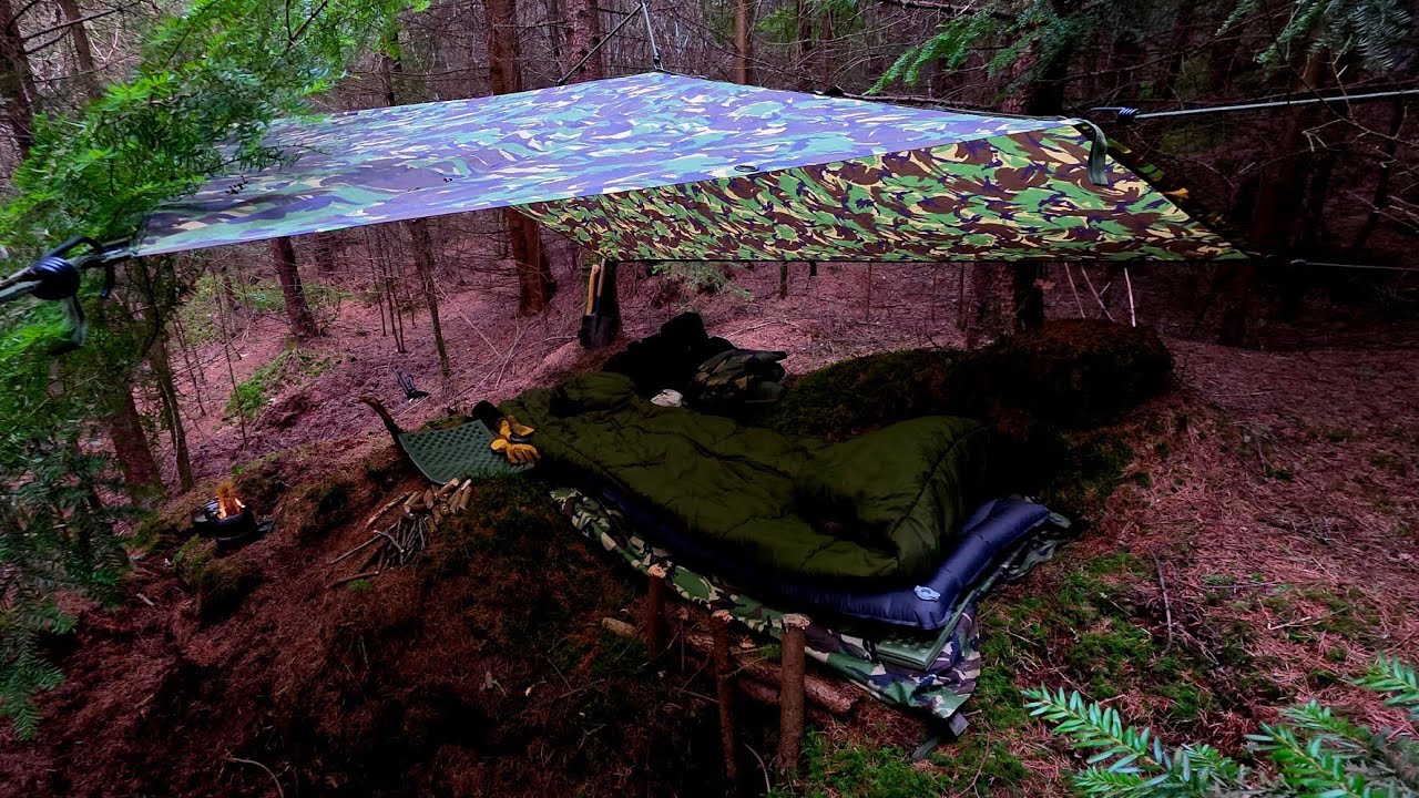 Forest Wild Camping - Using a Wood Gas Stove and British Army Basha ...