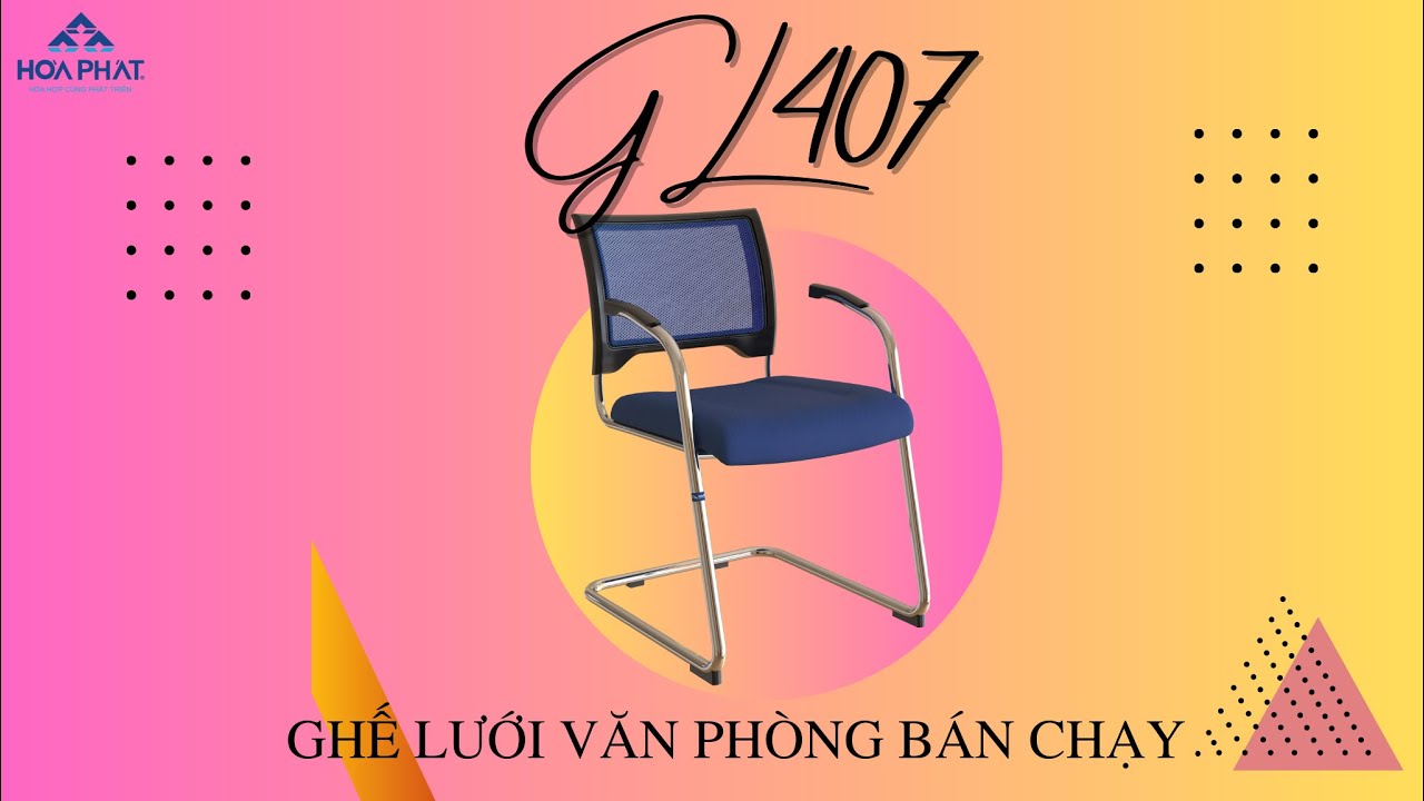 Ghế họp chân quỳ tựa lưới GL407 | Nội thất Hòa Phát - YouTube