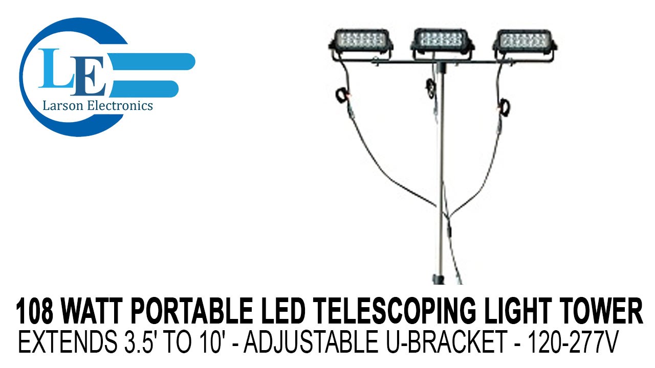 108 Watt Portable LED Telescoping Light Tower -Extends 3.5' to 10 ...