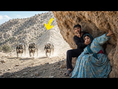 Horrifying moment wolves attack homeless nomadic couple in magical cave